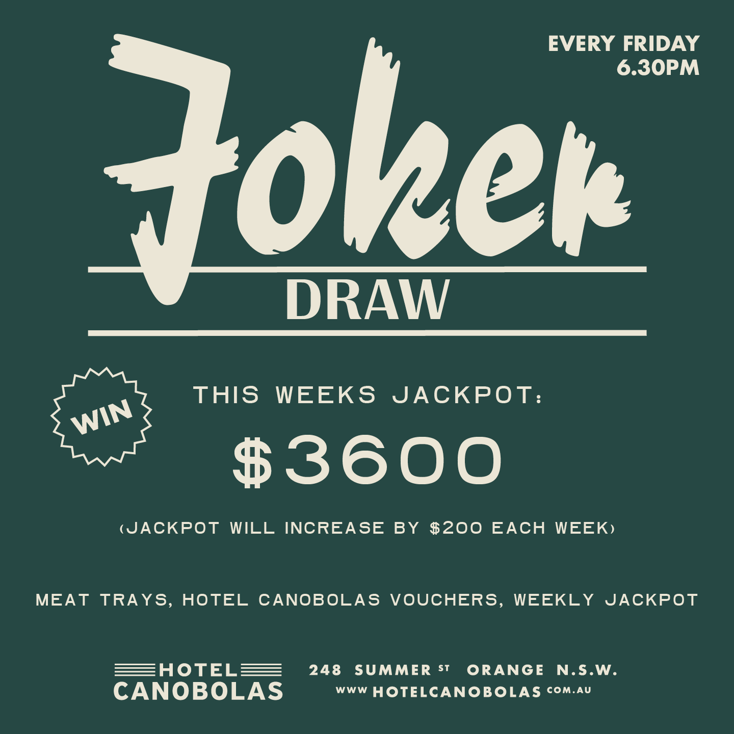 Joker Draw - Hotel Canobolas